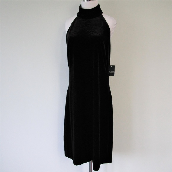 Ralph Lauren | Dresses | Nwt Velvet Halter Backless Cocktail Midi Dress Lbd | Poshmark